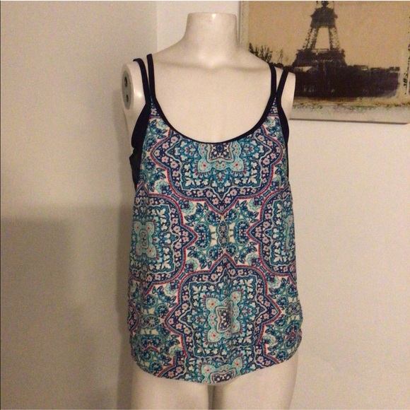 Athleta | Swim | Athleta Strappy Blouson Tankini Built In Bra Swim Top ...